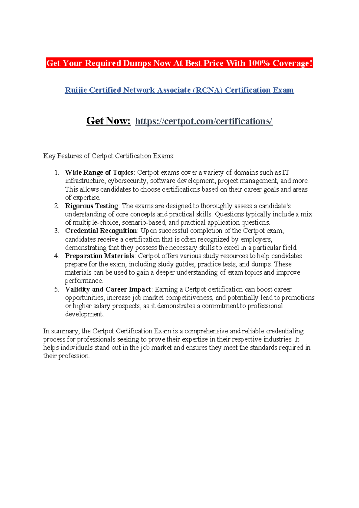 Ruijie Certified Network Associate (RCNA) Certification Exam - Get Your ...