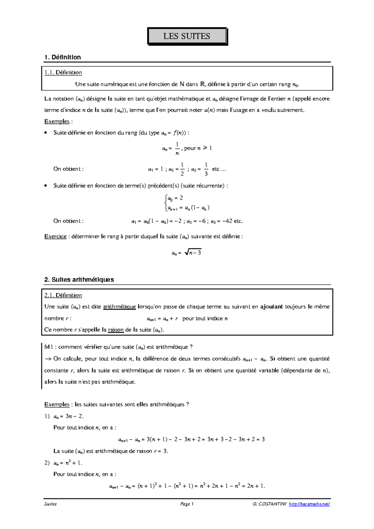 Titre : MATH 101 - Examen Final sur les Suites Numériques et ...