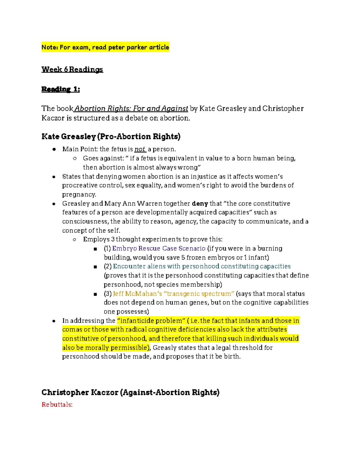 Medradsc Ethics: Week 6 & 7 Readings Summary and Analysis - Studocu