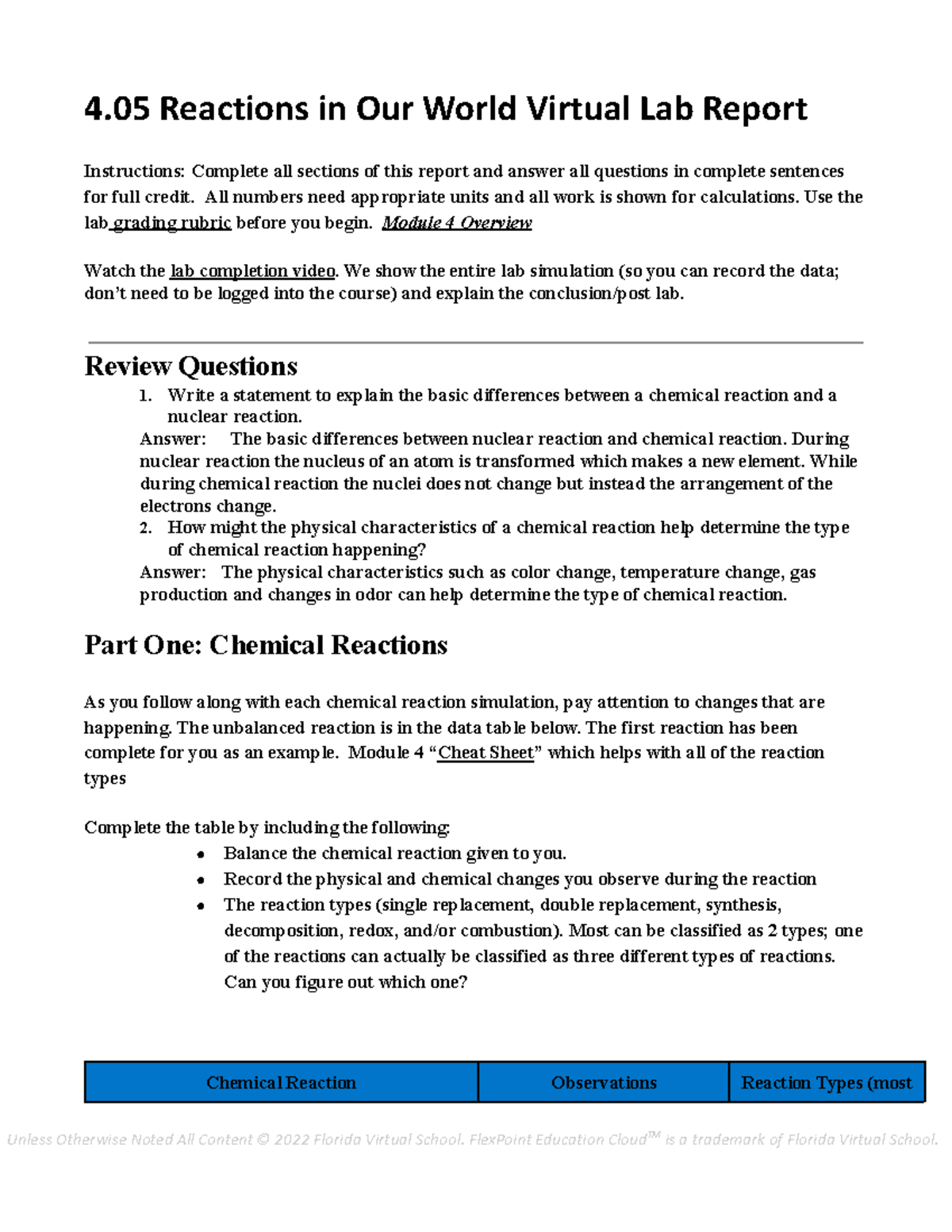 4.05 chemistry - skbidididibiidi - 4 Reactions in Our World Virtual Lab ...
