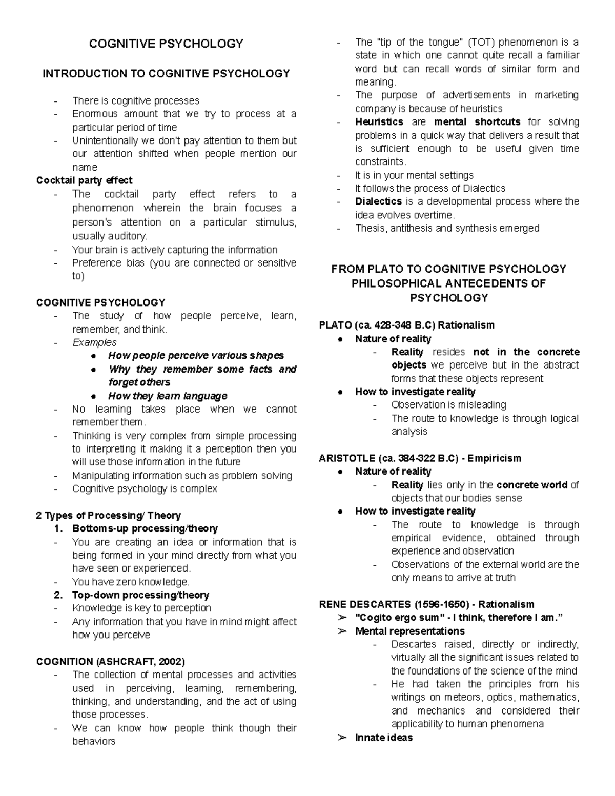 Cognitive Psychology - Lesson 1 - COGNITIVE PSYCHOLOGY INTRODUCTION TO ...