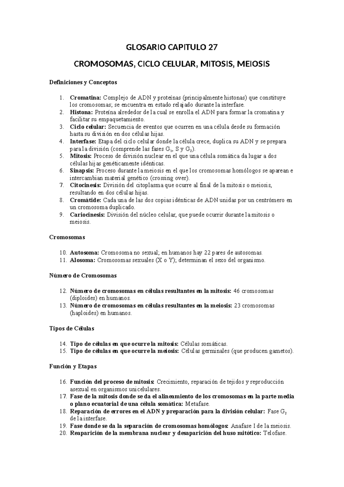 Glosario Capitulo 27 - dffffff - GLOSARIO CAPITULO 27 CROMOSOMAS, CICLO ...