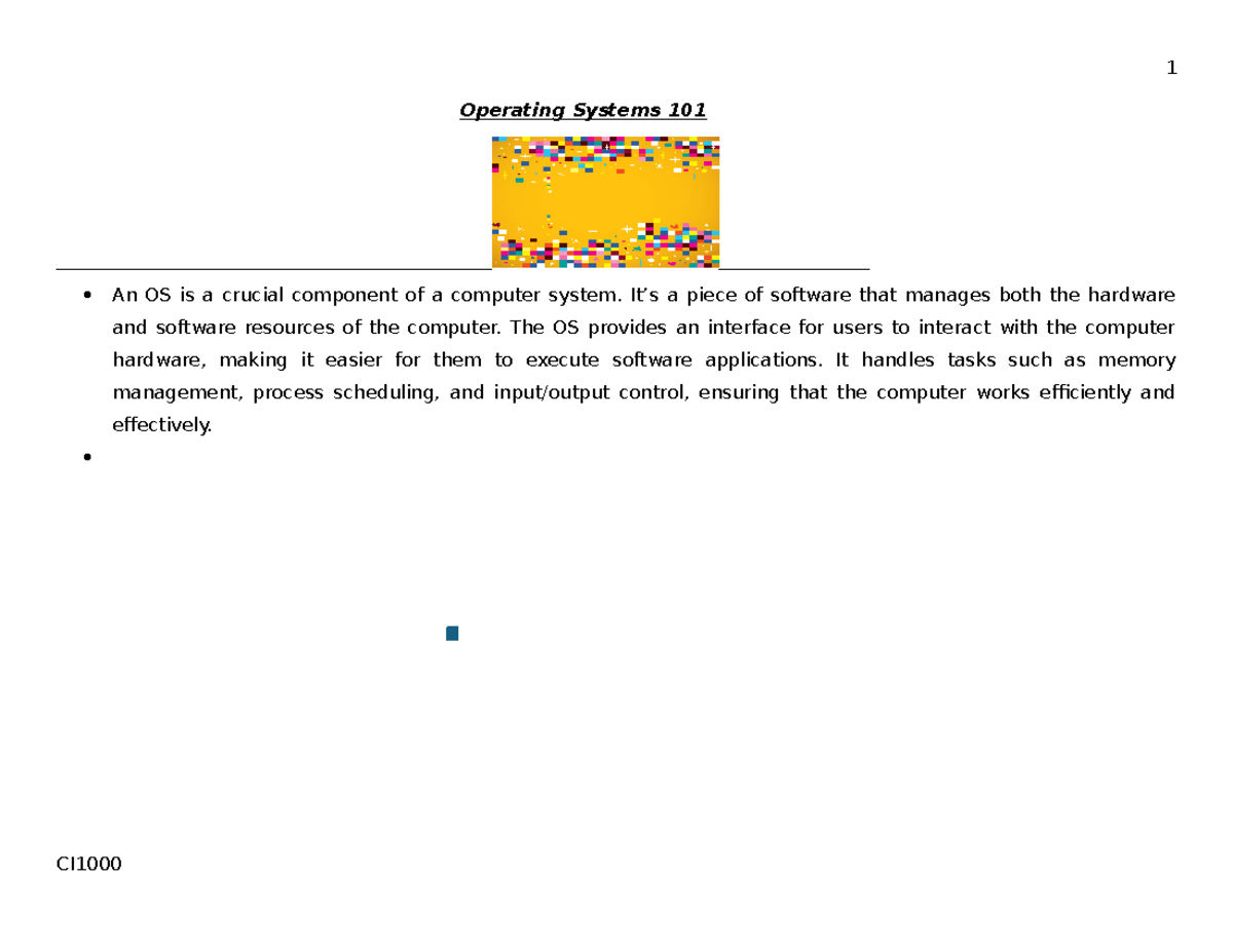 CI1000 Assignment 4: Understanding Operating Systems - Studocu