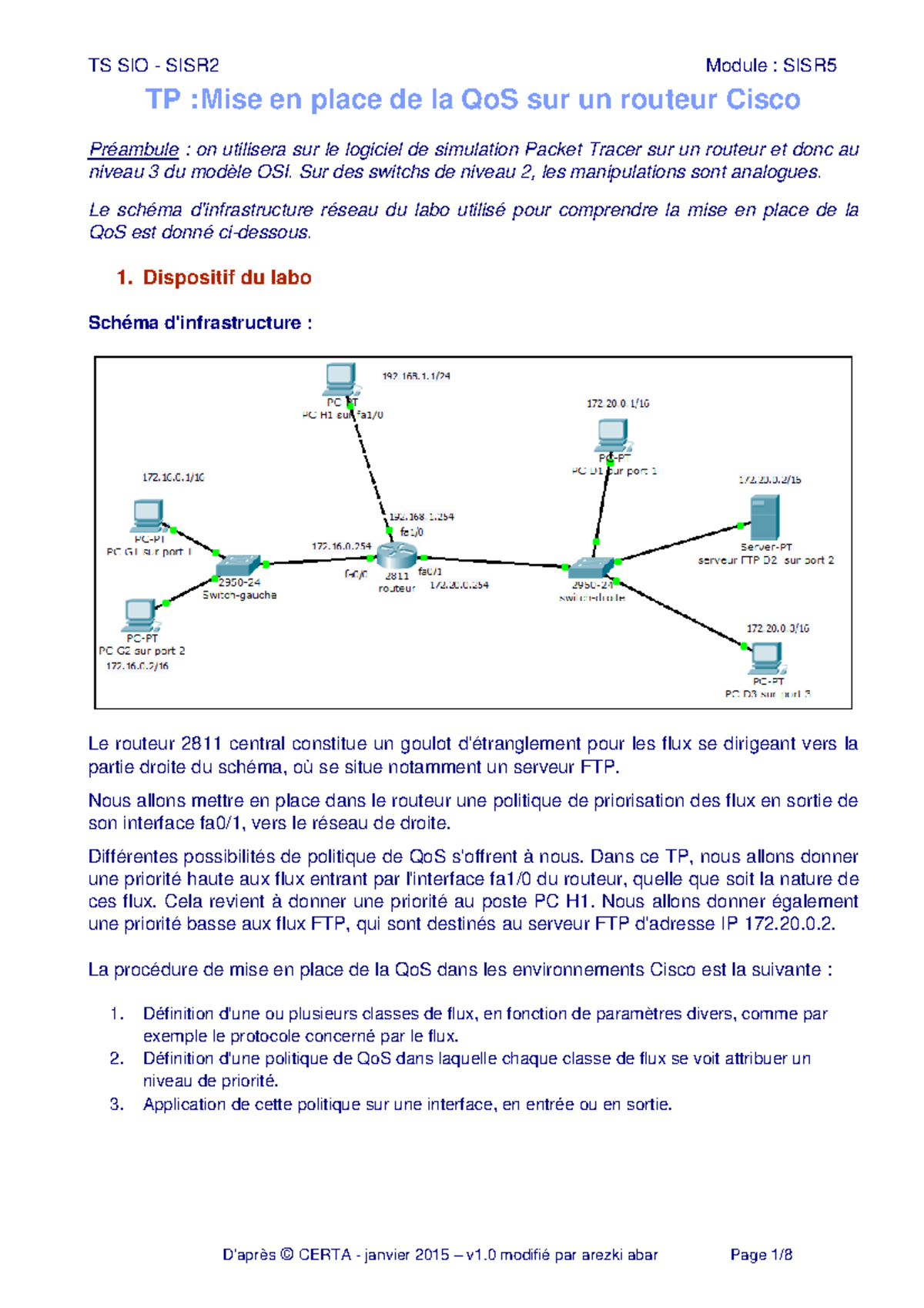 TP SISR2 Module : SISR5 - Mise en Place de la QoS sur Routeur Cisco ...