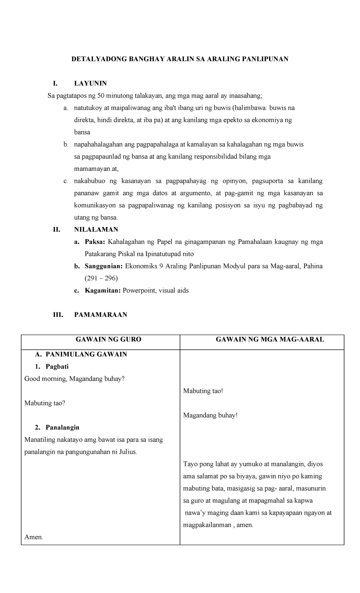 grade 9 patakarang piskal at badyet at paggasta - DETALYADONG BANGHAY ARALIN SA ARALING ...