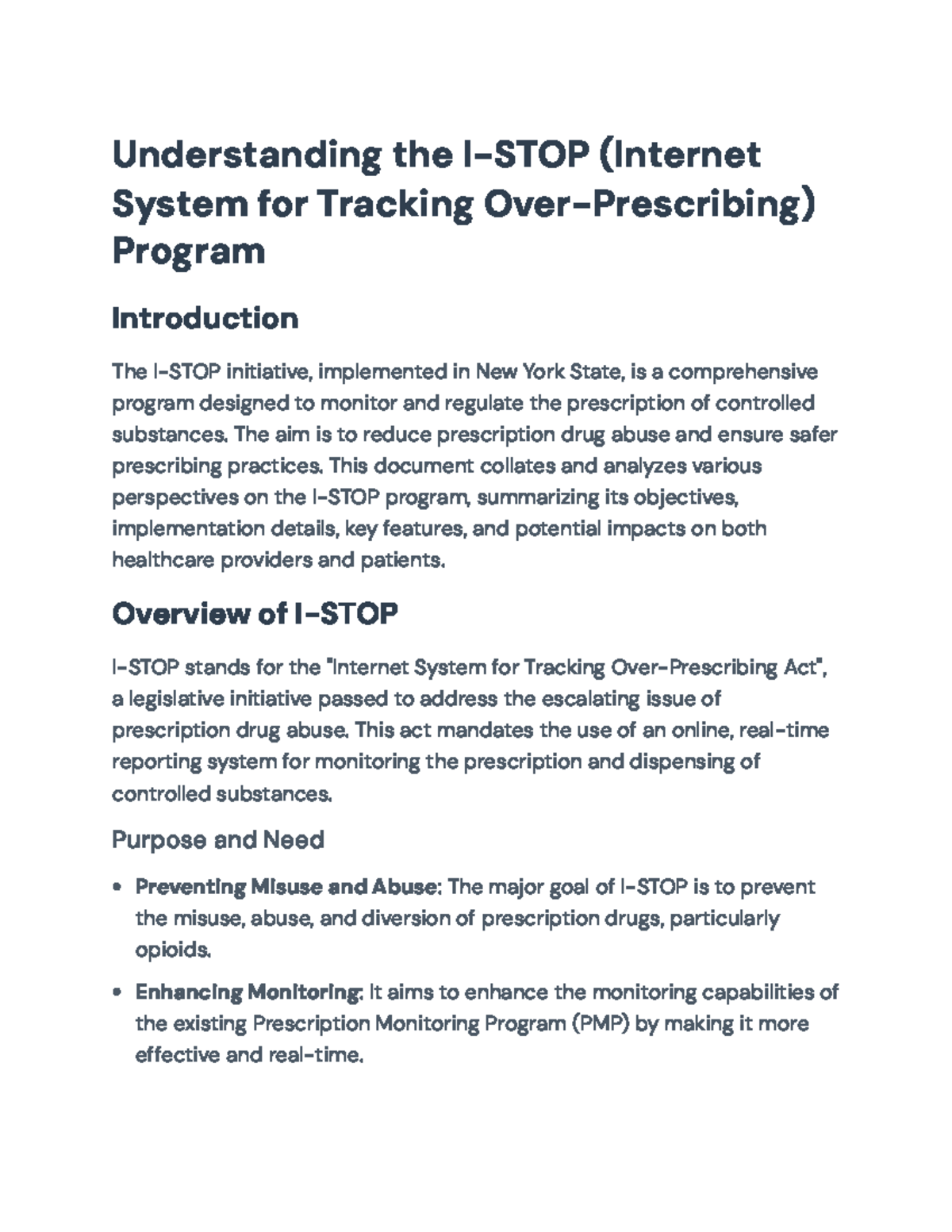 I-STOP Program Overview: Implementation & Compliance Guidelines ...