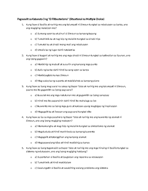 Sample Test questions - Matching type Panuto: Sa kulom A ang mga ...