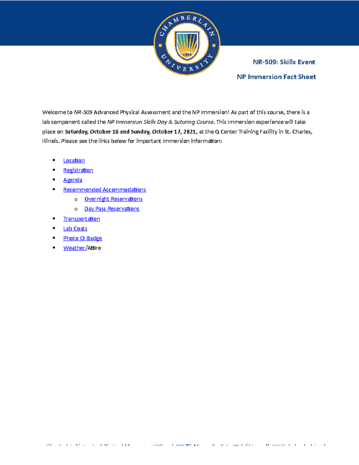 NR-509 Final Exam: Immersion Week Requirements & Schedule Guide - Studocu