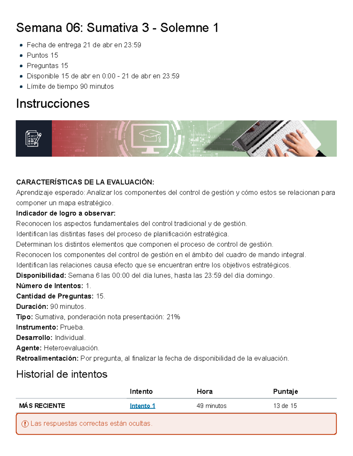 Semana 06 - Sumativa 3: Solemne 1 - Control de Gestión 202405.2314 - Studocu
