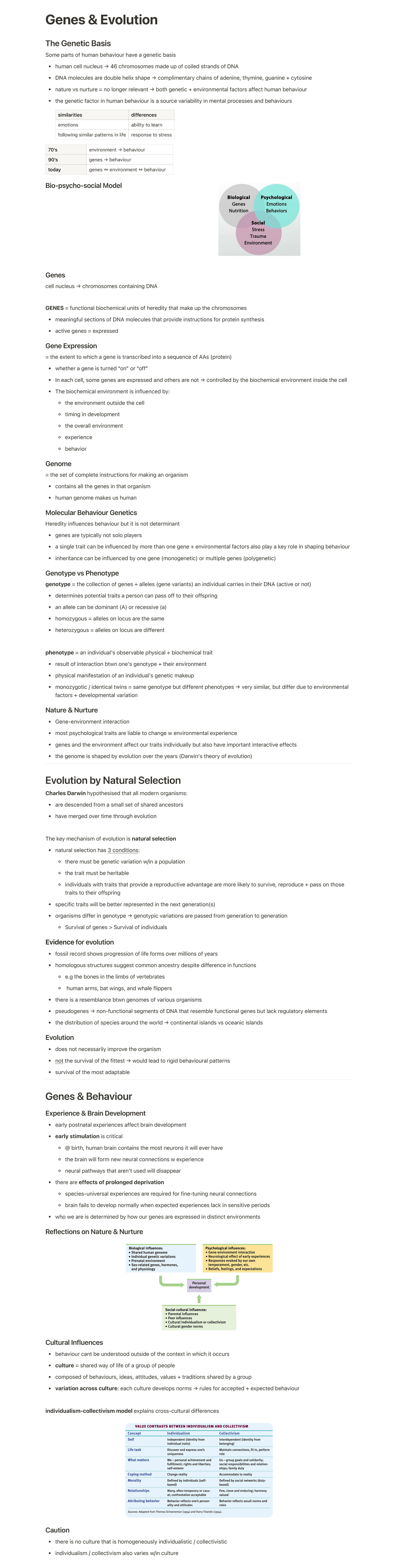 Genes & Evolution - Psychology 101 Lecture 1 Overview and Summary - Studeersnel