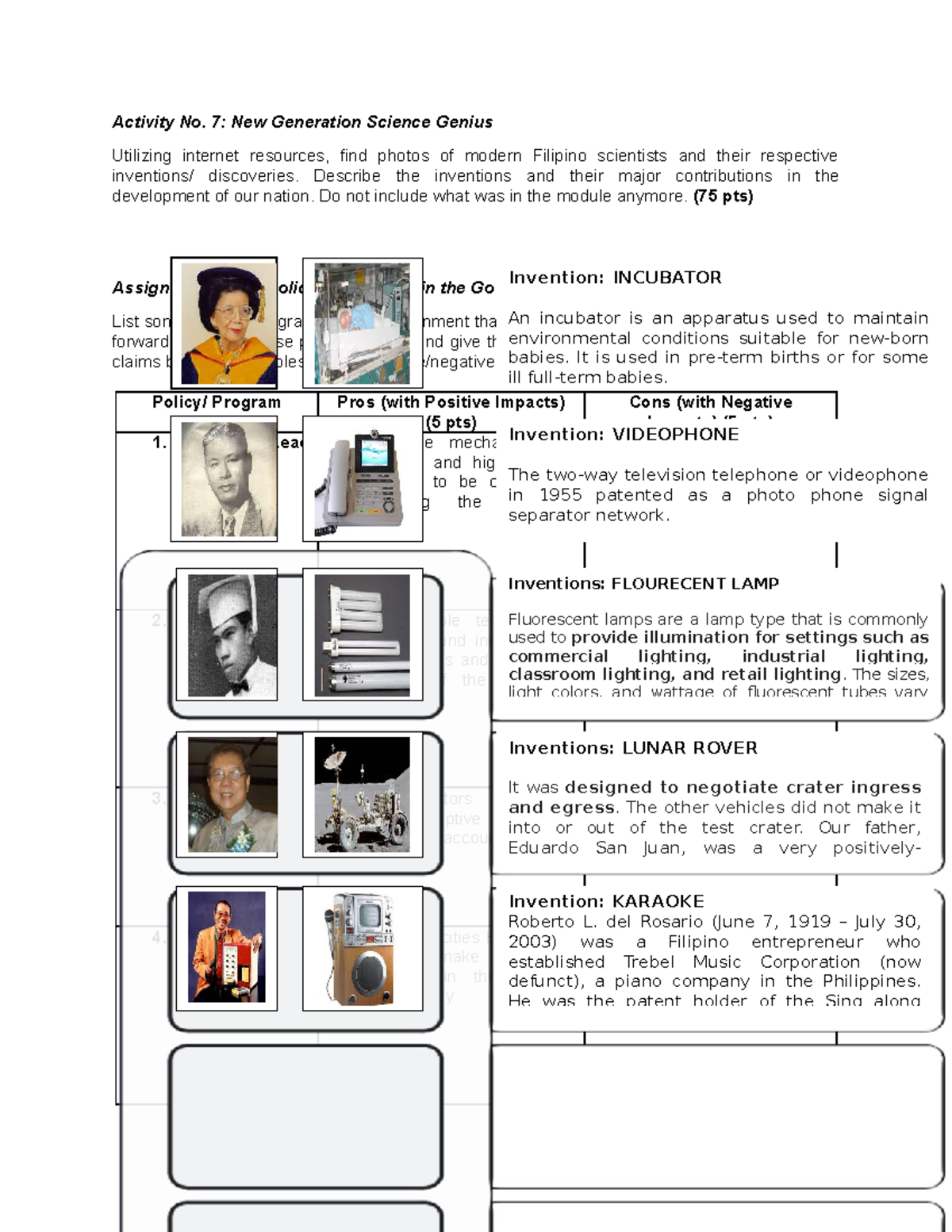 Activity No. 7 New Generation Science Genius - Activity No. 7: New ...