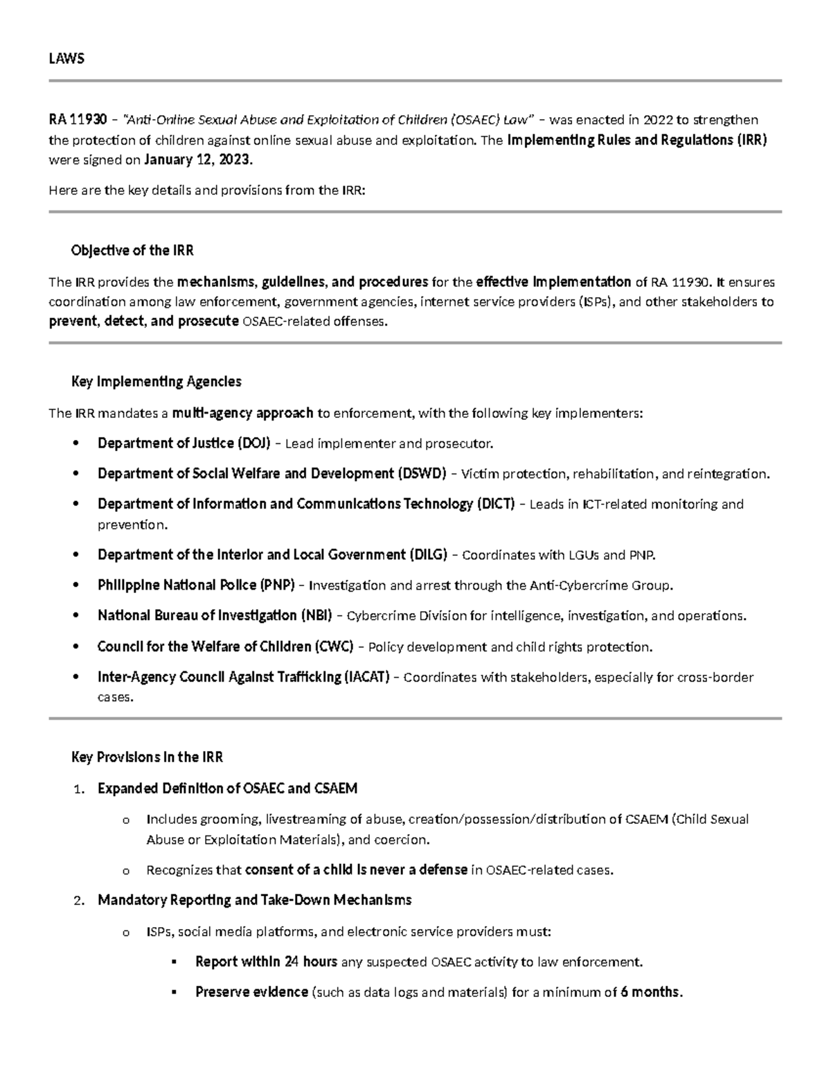 LAWS - its all about laws in the Philippines - LAWS RA 11930 – “Anti ...