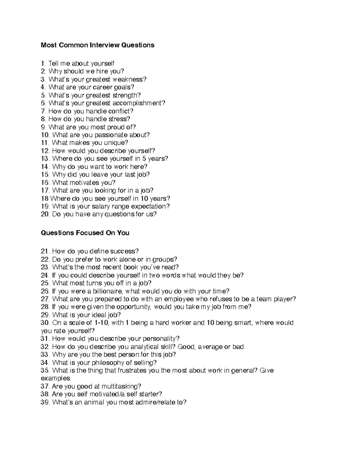 Interview Questions - Preguntas repaso - Most Common Interview ...