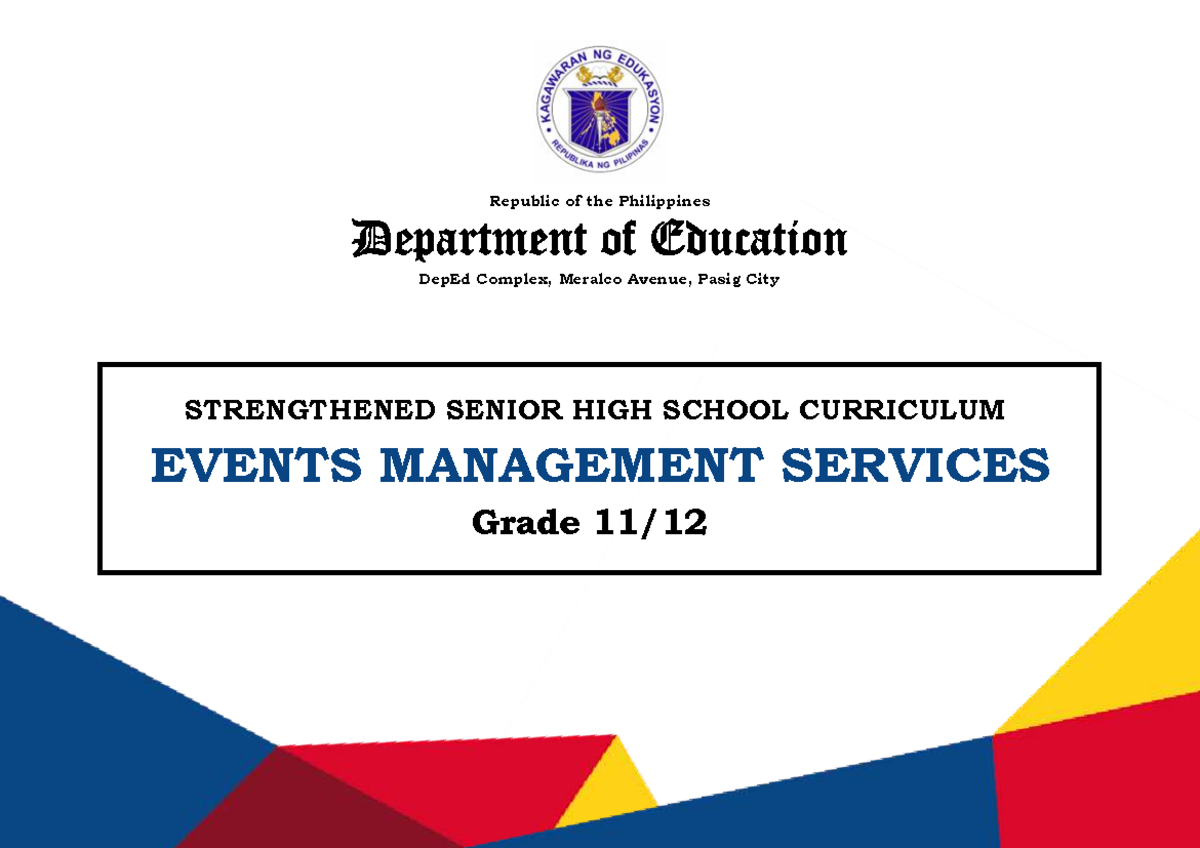 Event Management Services Course Description (Grade 11-12) - Studocu