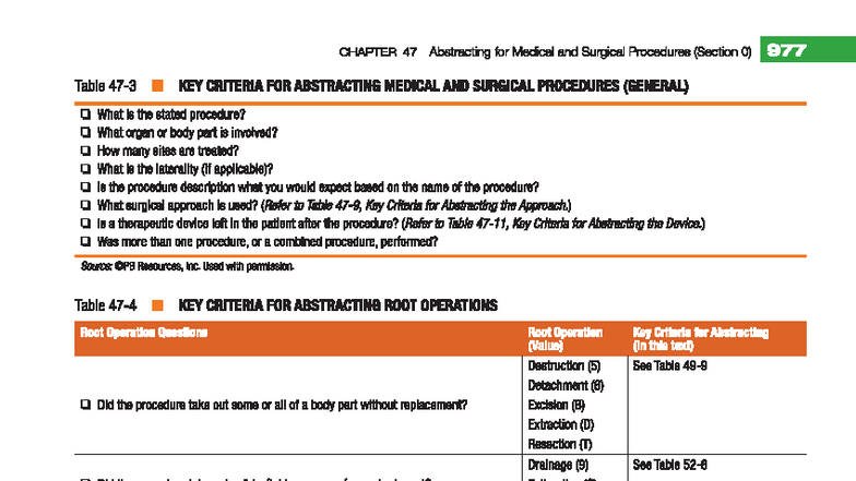CHAPTER 47 Medical & Surgical Procedures: Key Abstracting Criteria ...