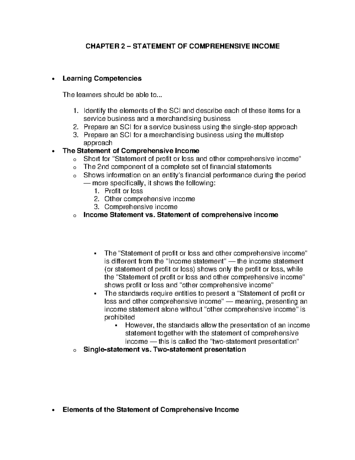 Chapter 2 - Statement of Comprehensive Income - CHAPTER 2 – STATEMENT ...