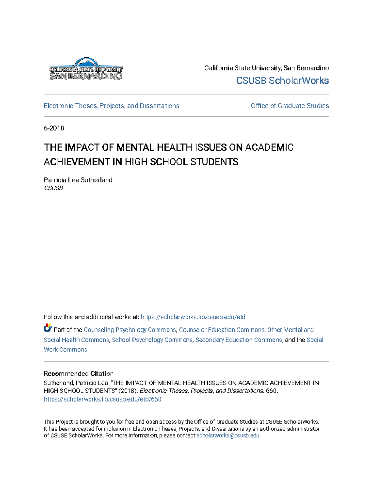 The Impact of Mental Health on Academic Achievement in High School ...