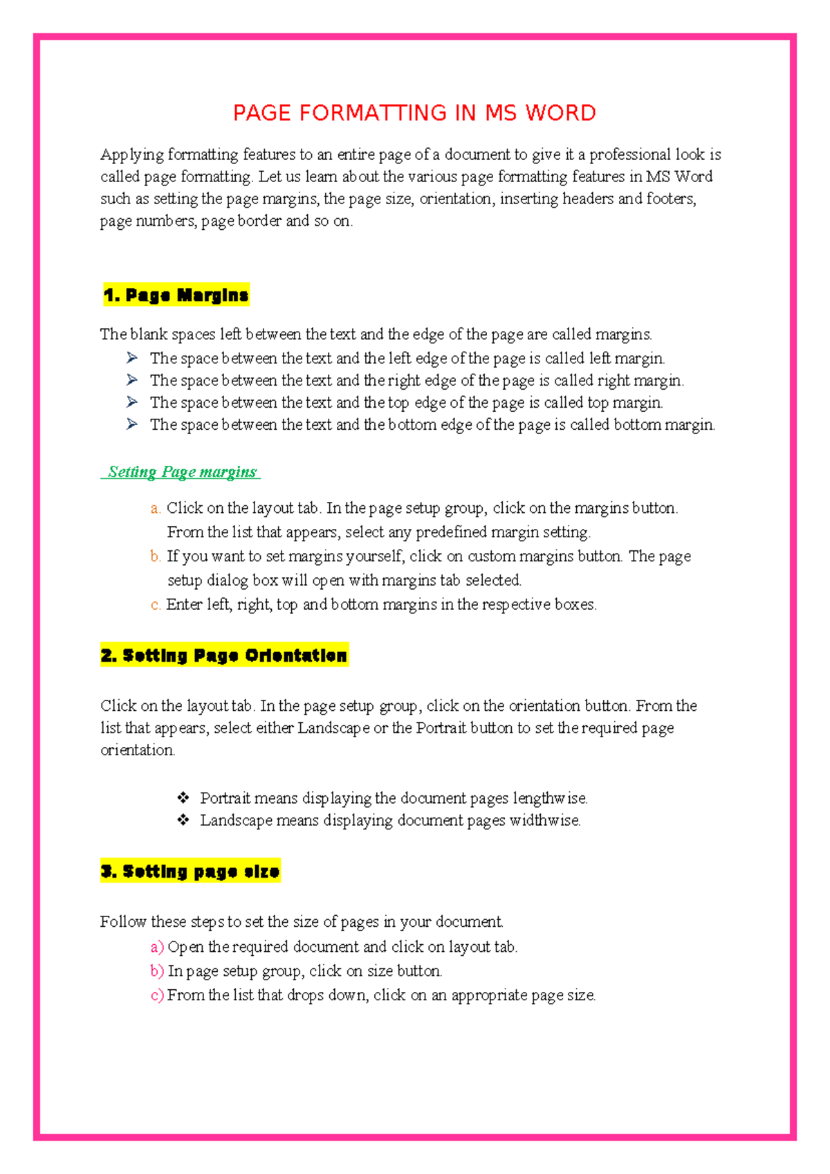 MS Word Page Formatting Techniques: A Guide to Professional Layout - Studocu