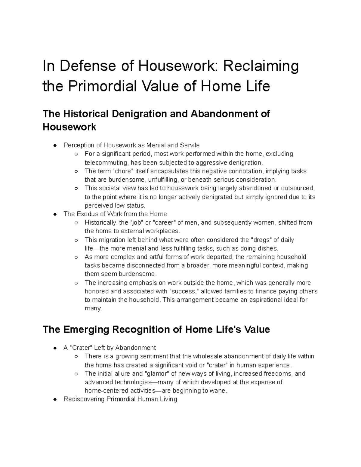 In Defense of Housework: Reclaiming Home Life's Value (Course Code ...