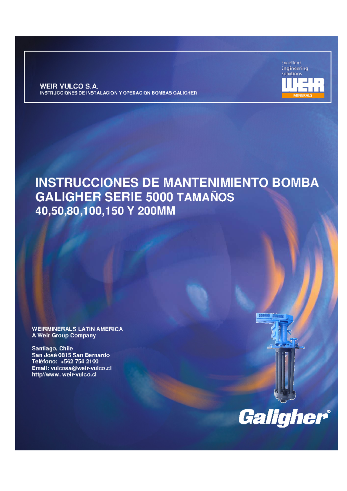 Manual de Instalación y Mantenimiento: Bombas Galigher Serie 5000 - Studocu
