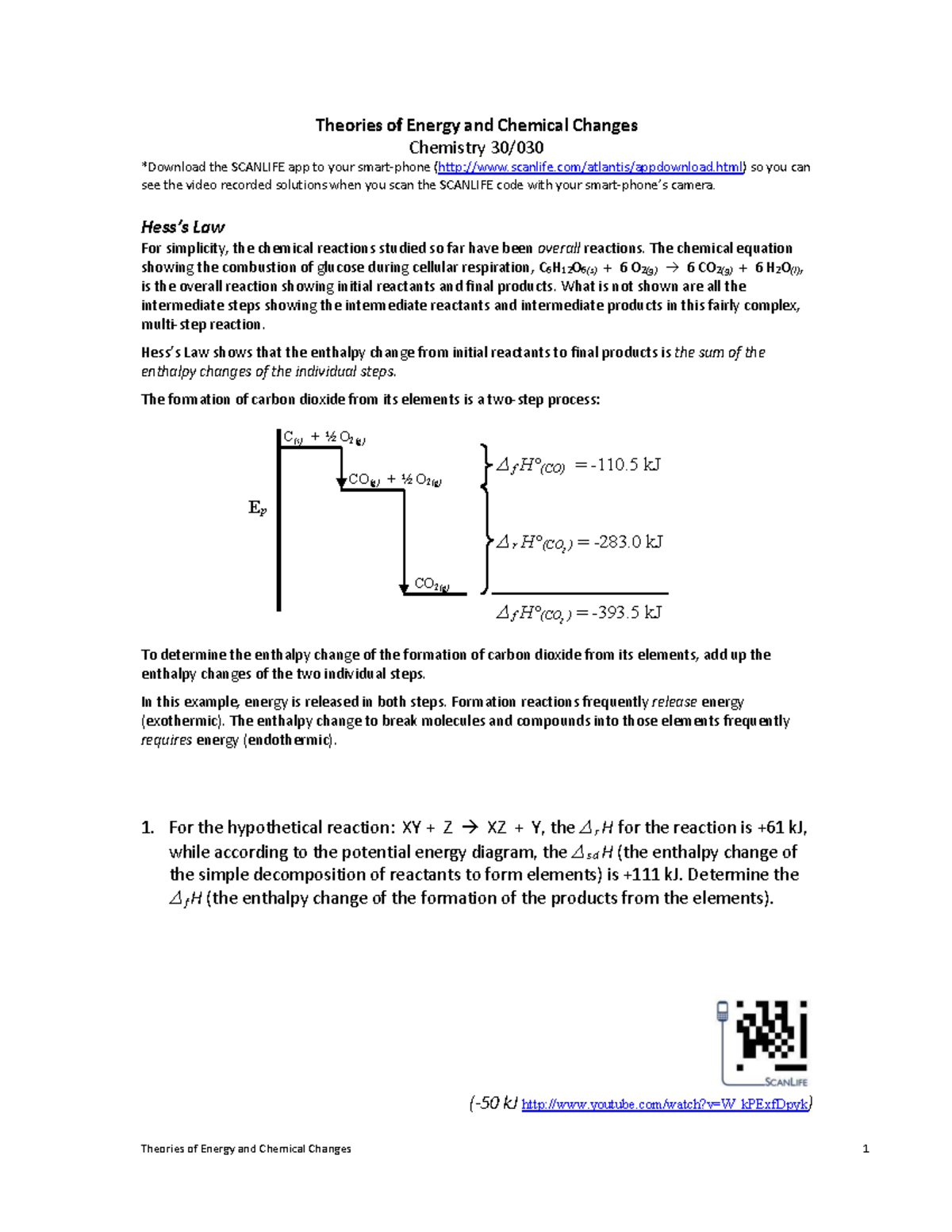 Thermochemistry Questions for Chemistry 3A7B7649699 - Studocu
