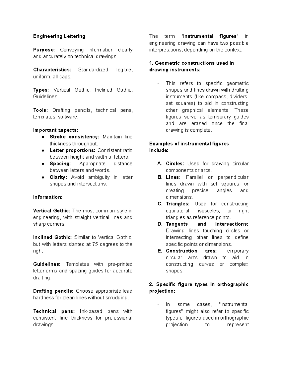 ENGR 101 - Engineering Lettering and Drawing Techniques Notes - Studocu