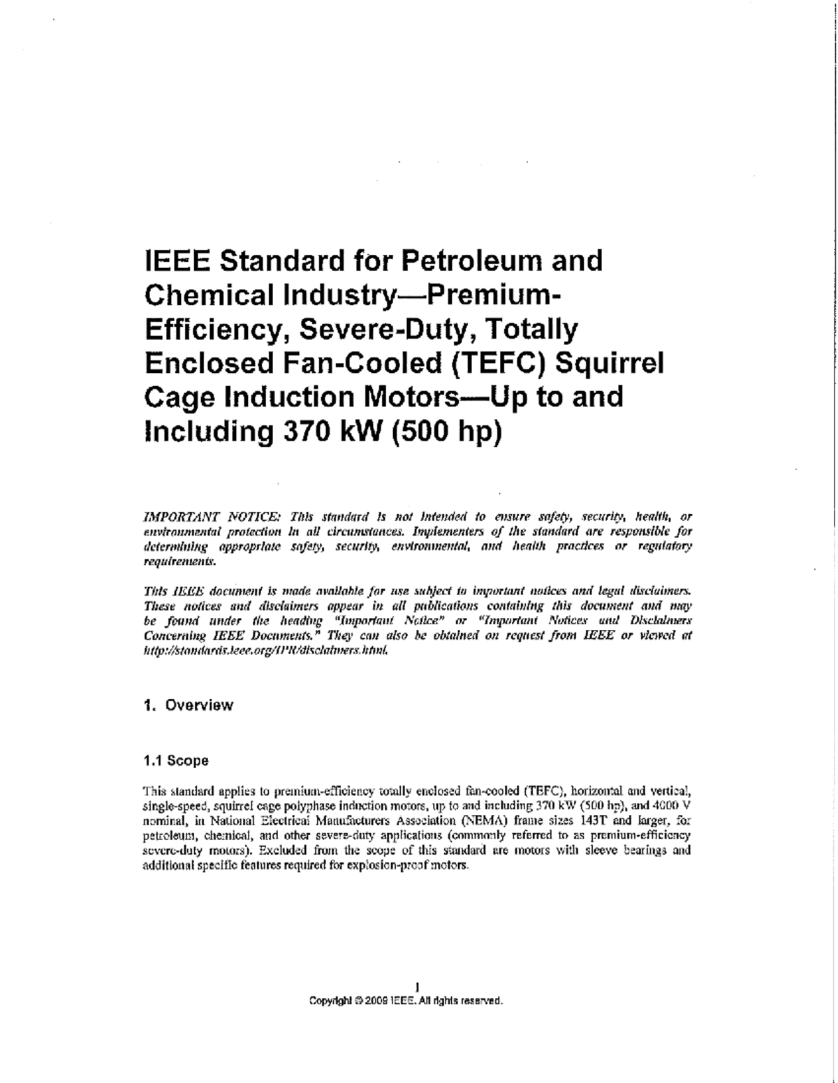 IEEE 841-2009 Standard for TEFC Squirrel Cage Induction Motors up to ...
