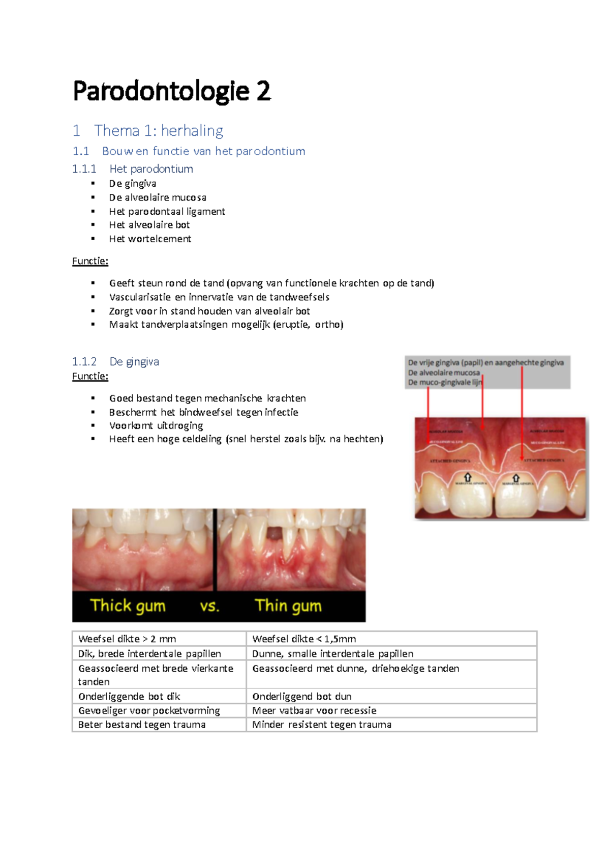 Parodontologie 2 Samenvatting: Bouw, Functie en Pathologie van het ...