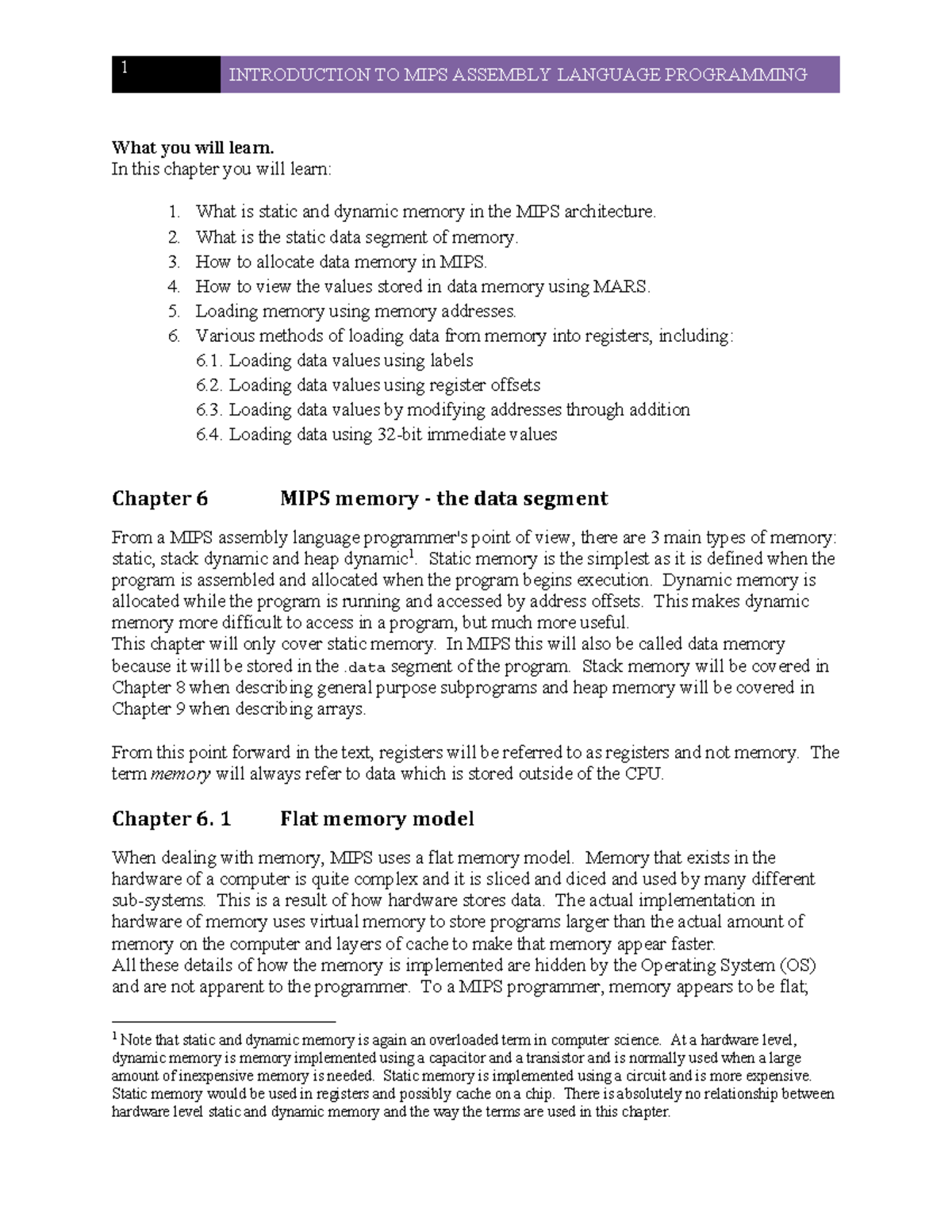 Introduction to MIPS Assembly Language Programming - Chapter 6 - Studocu