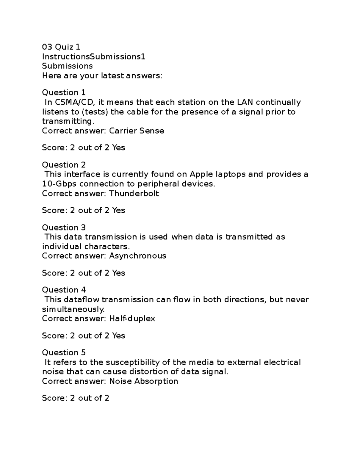 03 Quiz 1 - Networking Concepts and Answers - Studocu