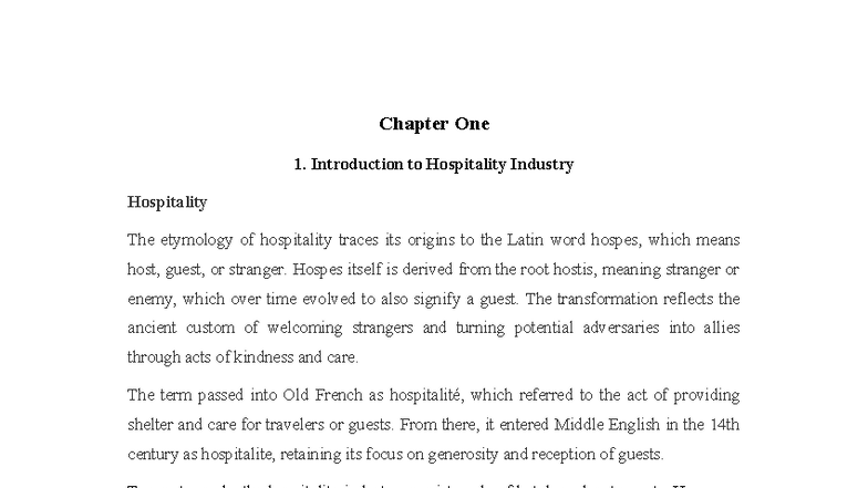 Chapter 1: Introduction to Hotel Operations in Hospitality Industry ...