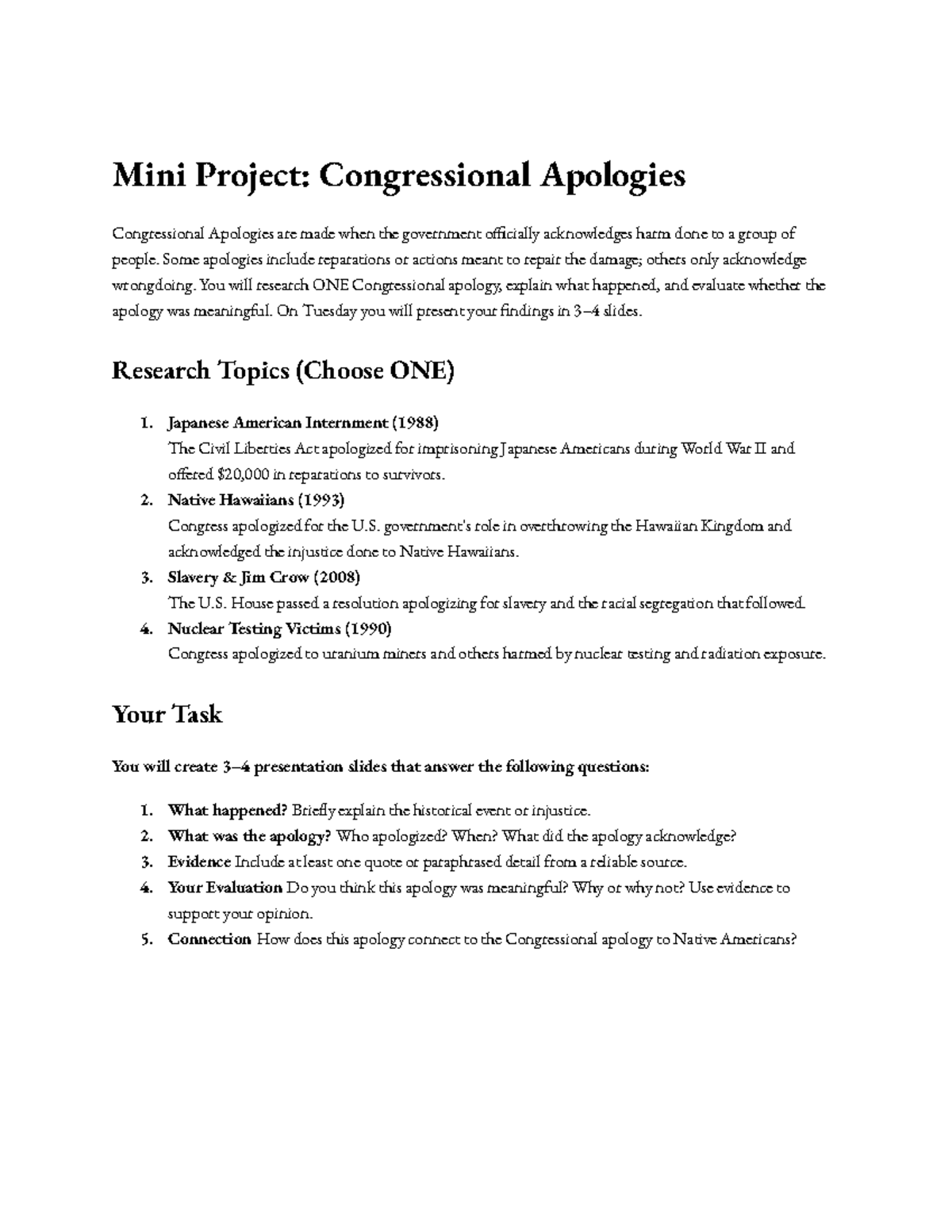 Mini Project: Congressional Apology Analysis - Studocu