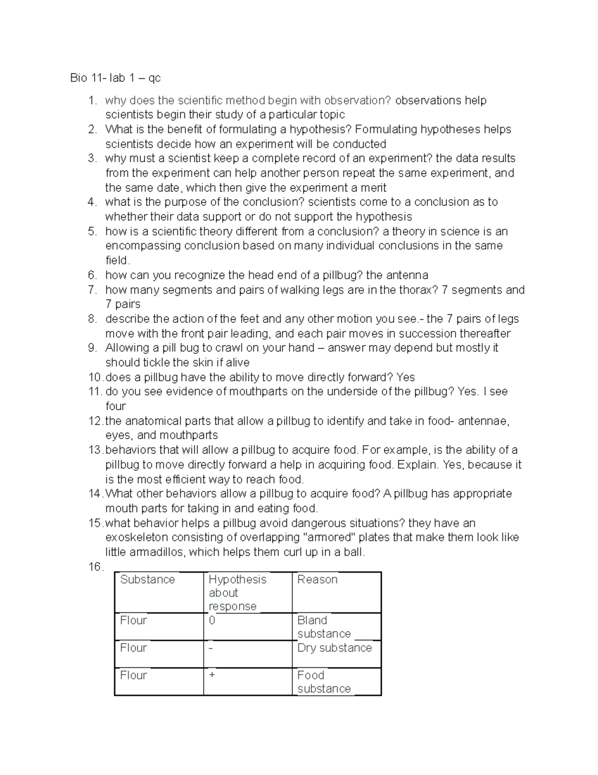 Bio 11- lab 1- Scientific Method - Bio 11- lab 1 – qc why does the ...