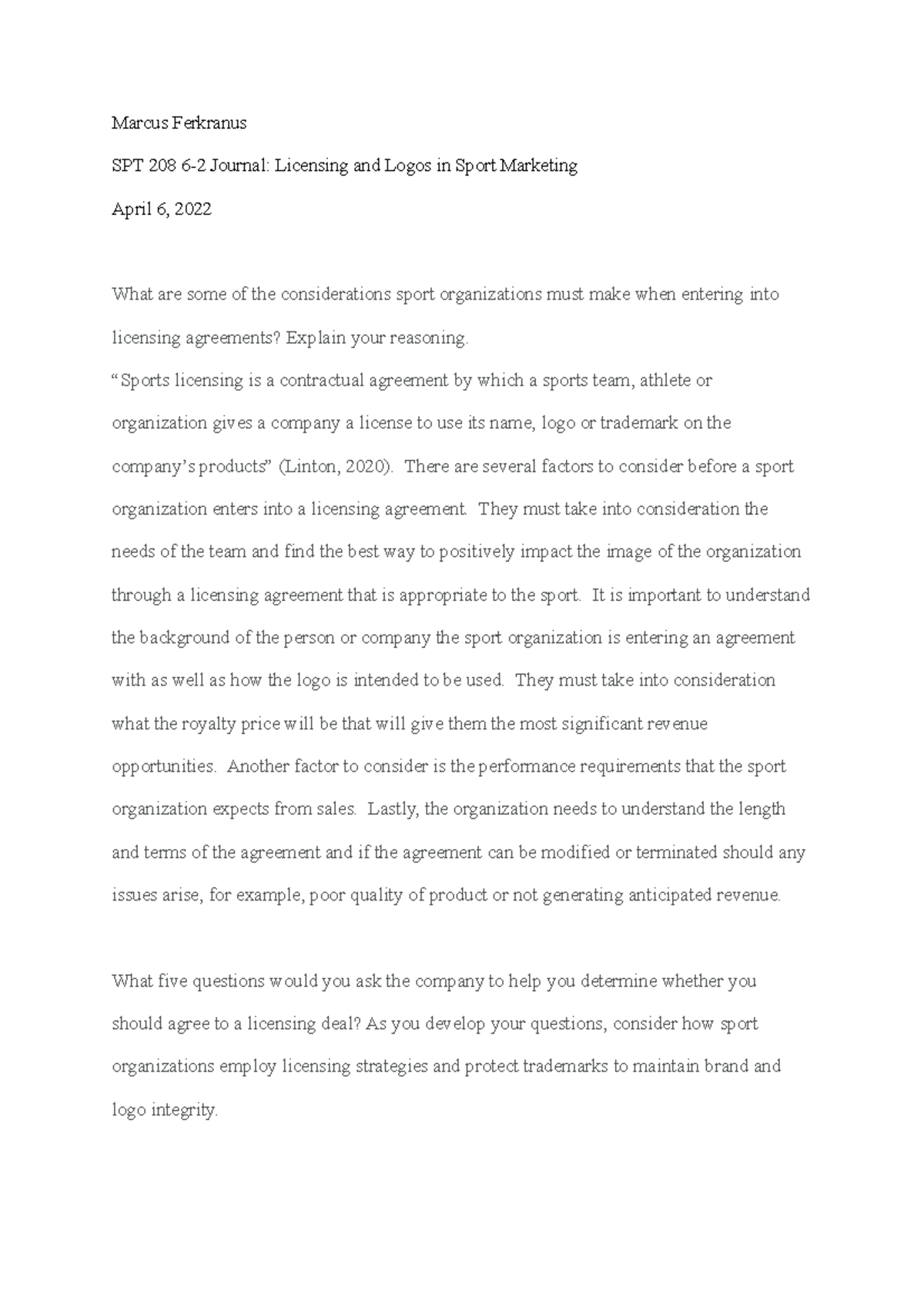 6-2 Journal - Marcus Ferkranus - Marcus Ferkranus SPT 208 6-2 Journal ...