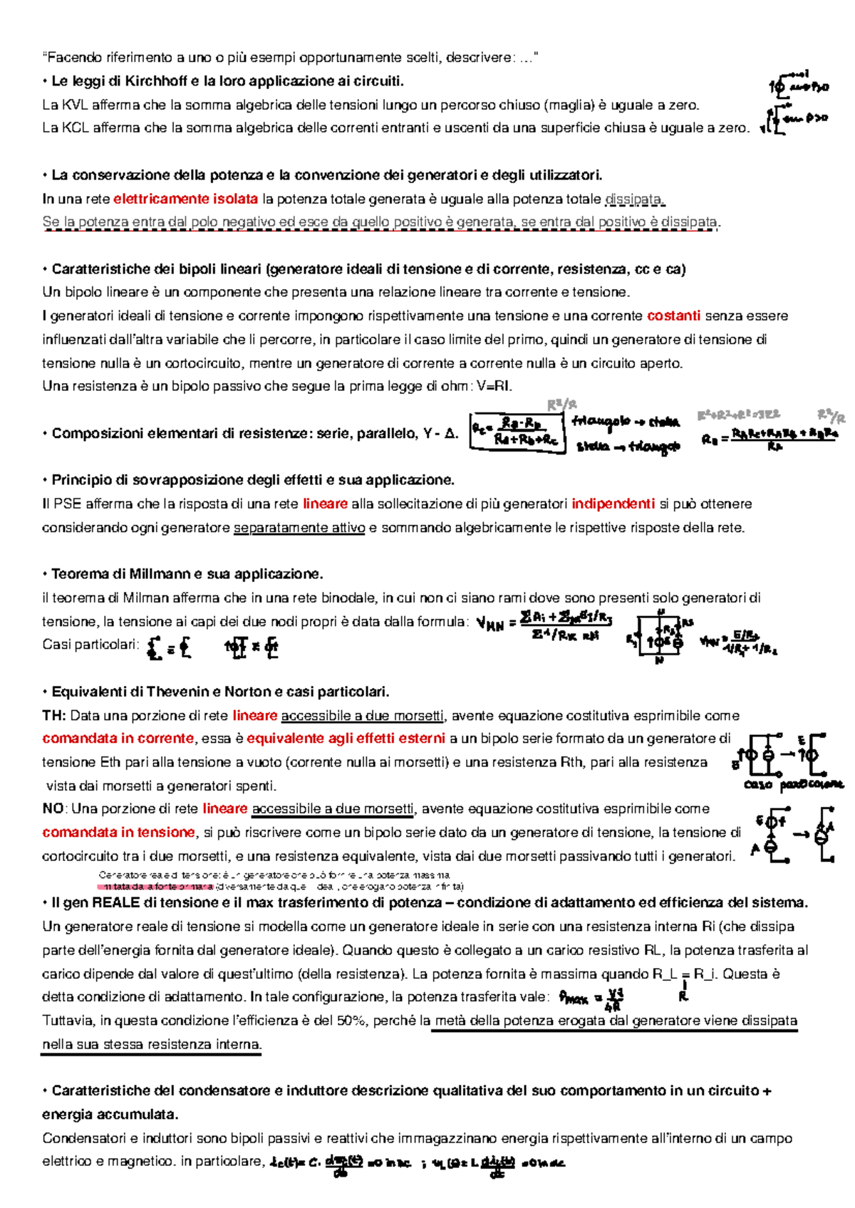 Riassunto di Elettrotecnica: Leggi di Kirchhoff e Applicazioni - Studocu