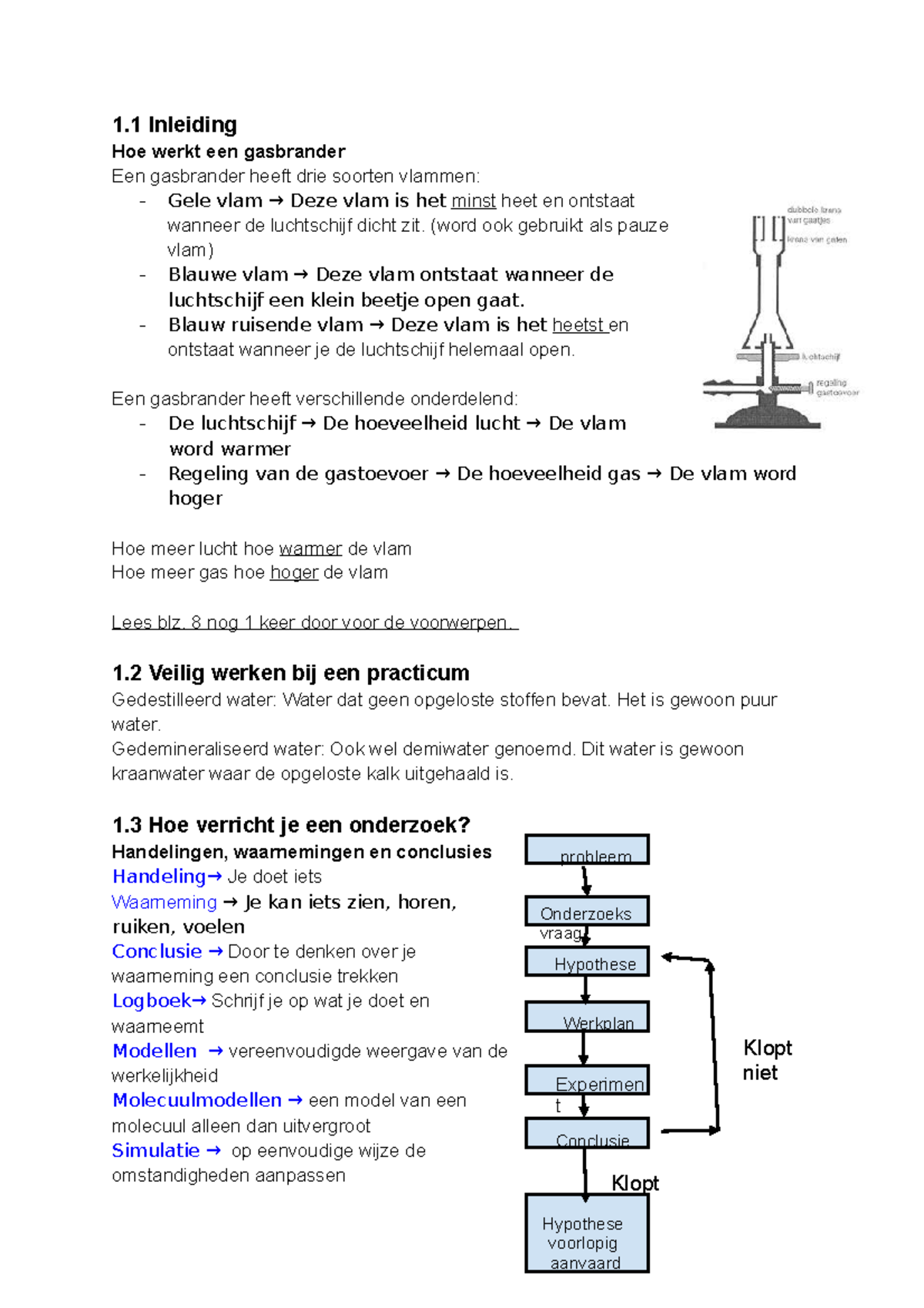 Scheikunde Toets H1: Gasbranders, Veiligheid en Stofeigenschappen ...