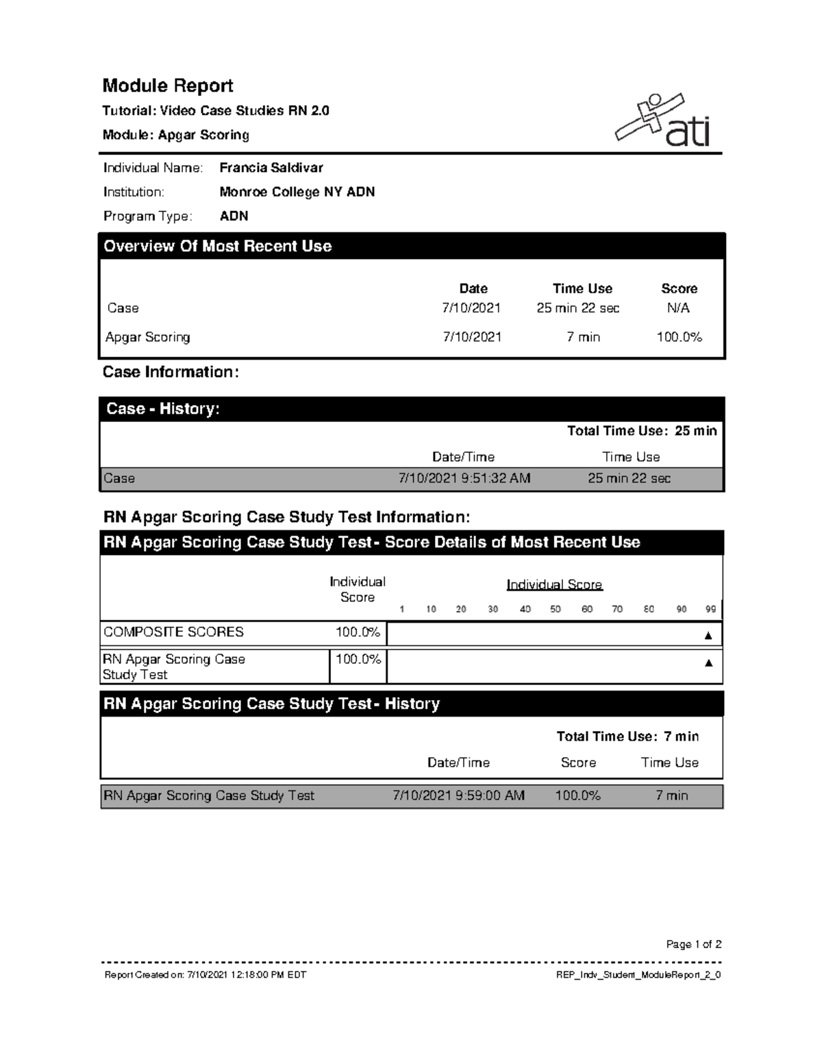Apgar Scoring Case Study Report - ATI RN Module - Studocu