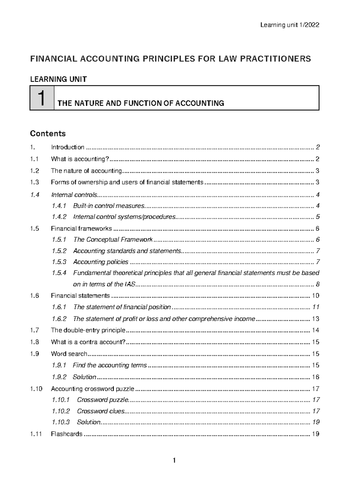 2022 FAC1503 Learning unit 1 (Compulsory Reading) more like a study guide - FINANCIAL ACCOUNTING ...