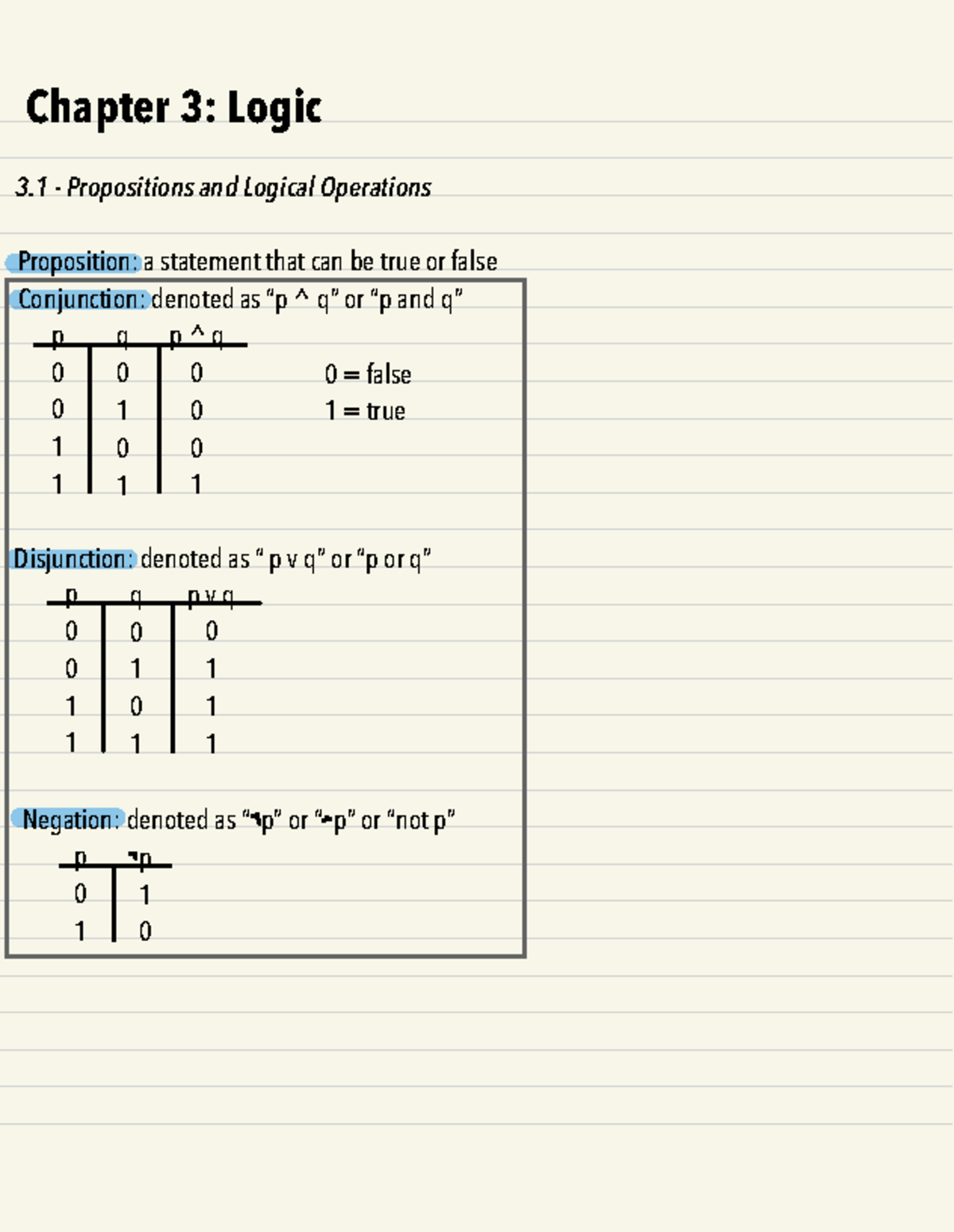 Chapter 3: Propositions and Logical Operations Notes - Studocu
