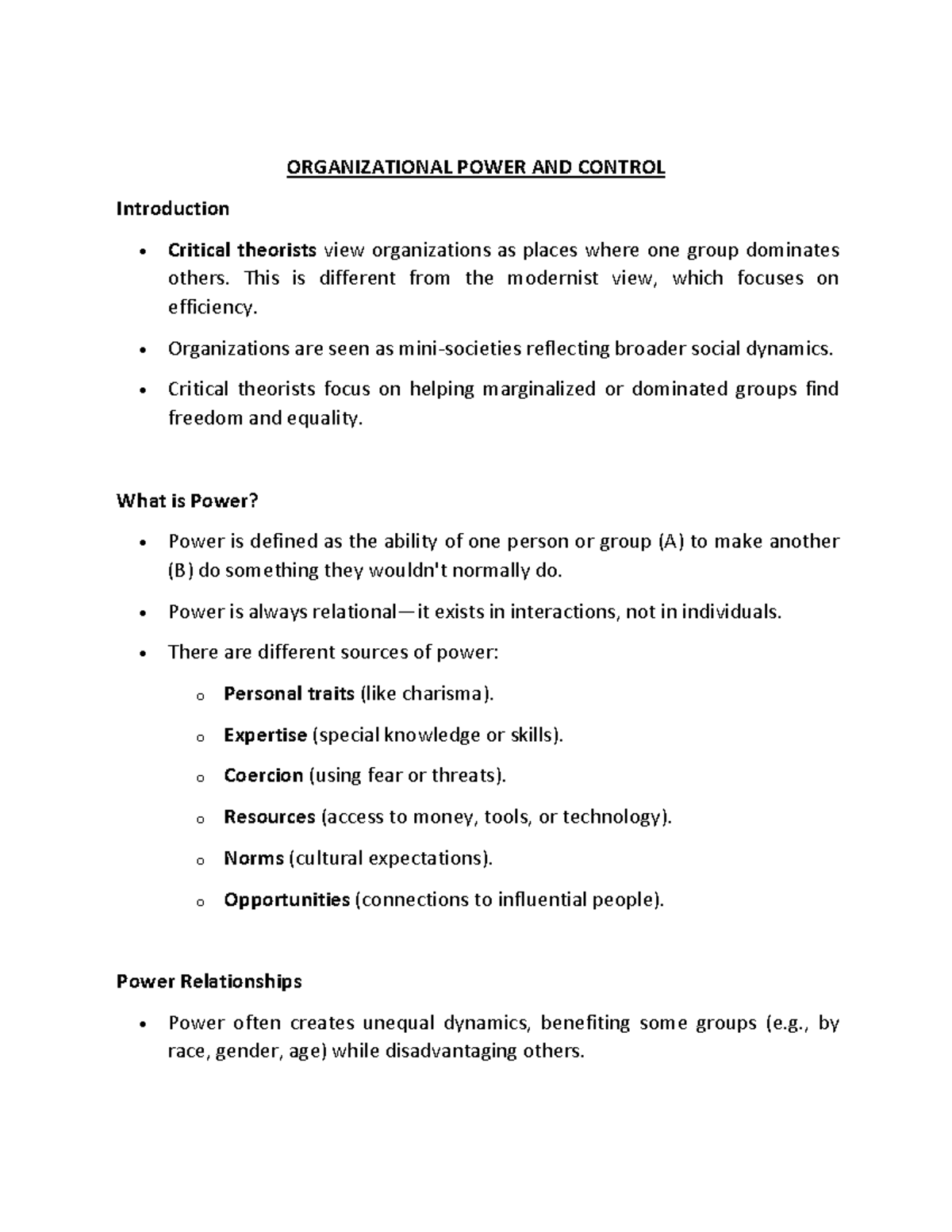 Understanding Organizational Power and Control Dynamics ...