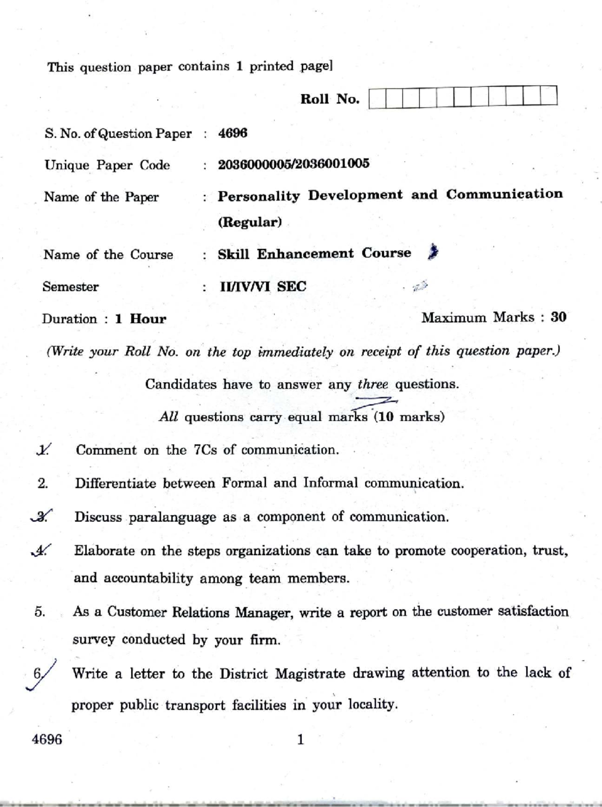 Personality Development and Communication PYQ 25-26 - Studocu