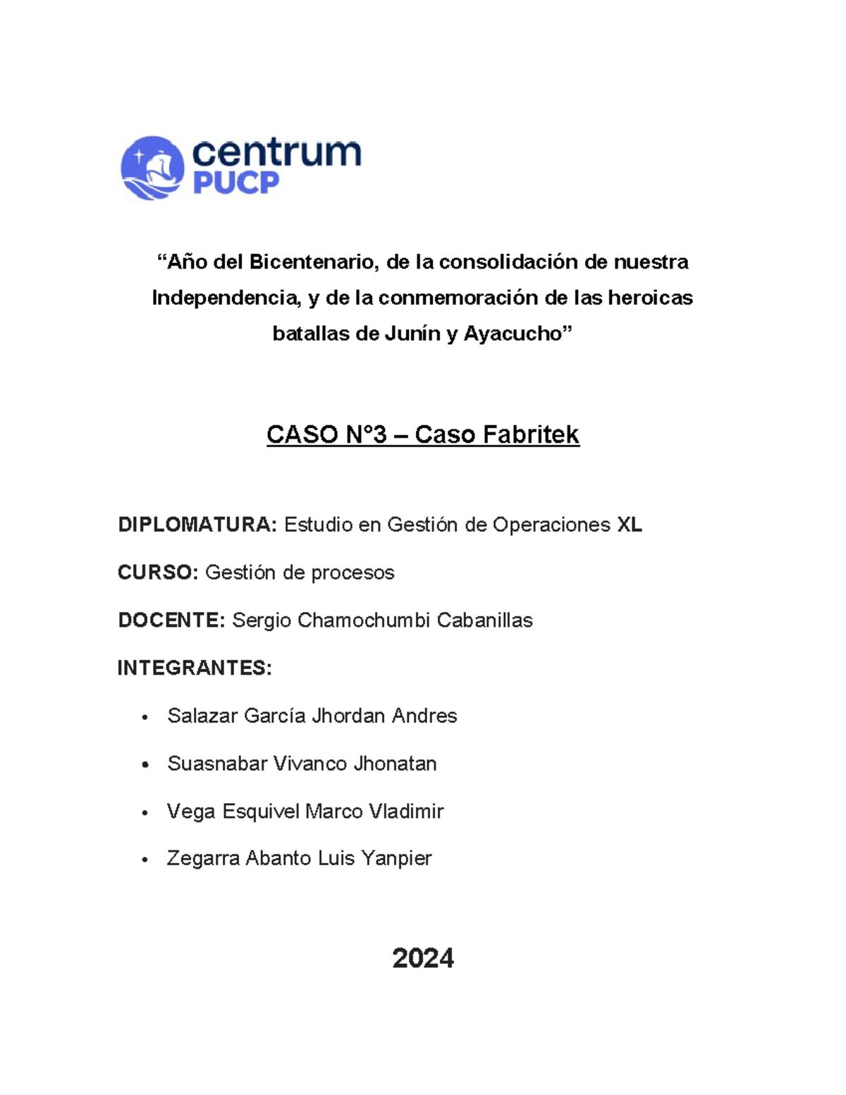 Caso N°03 - Análisis de la Alta Tasa de Rechazo en Fabritek - Studocu