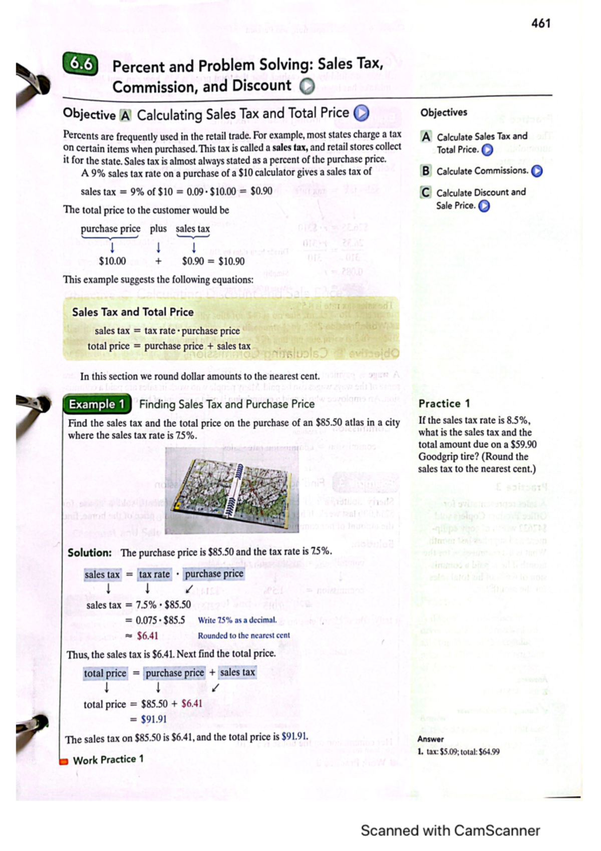 Math 111 Section 6.6 - 461 6 Percent and Problem Solving: Sales Tax ...