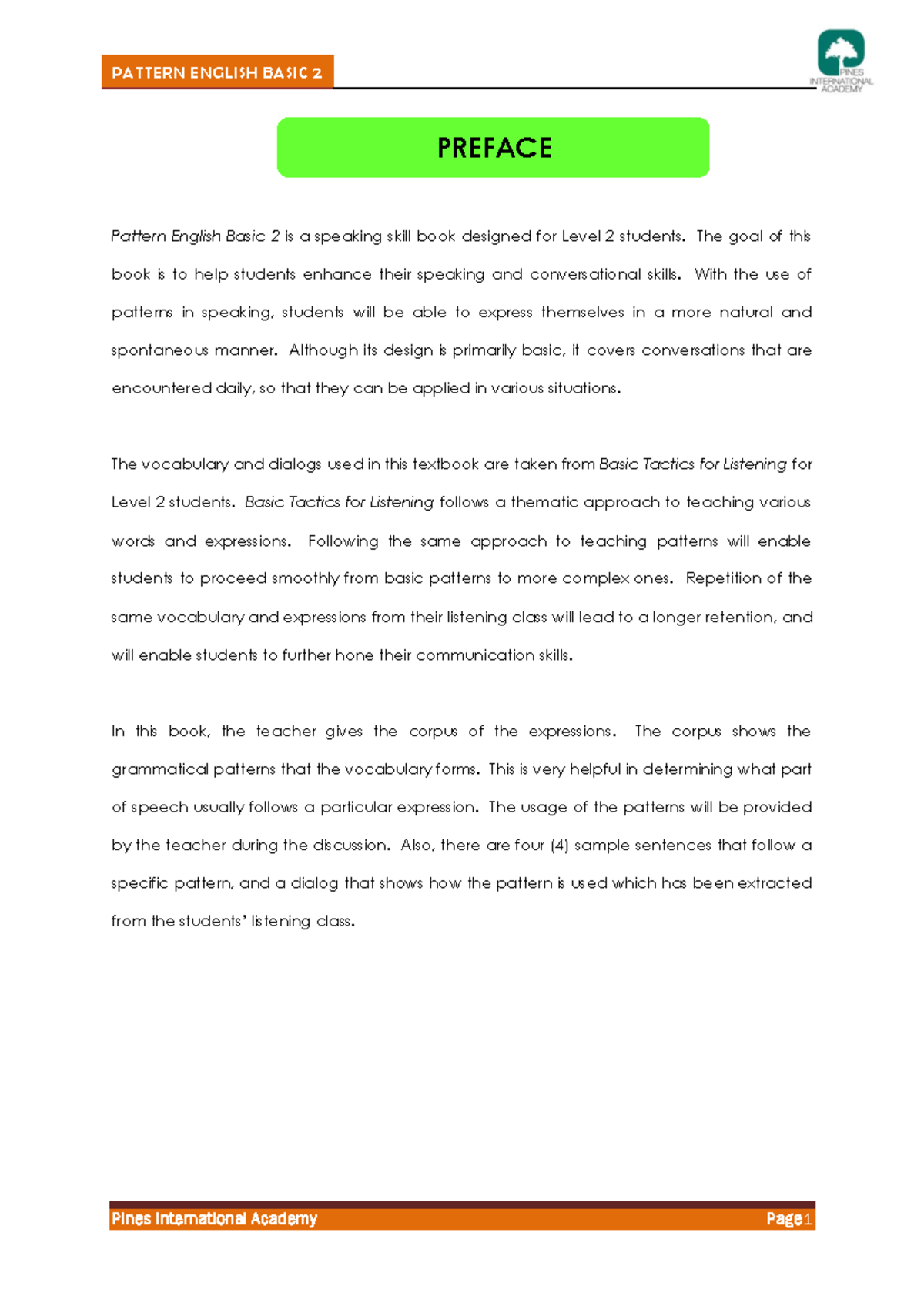 L2 PATTERN ENGLISH BASIC 2: Speaking Skills Guide 2018 - Studocu