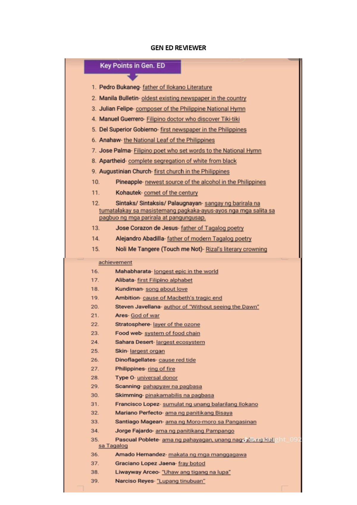 GEN-ED- Comprehensive Reviewer for General Education - Studocu