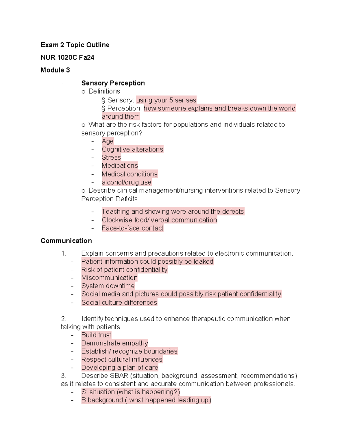 NUR 1020C Exam 2 Study Guide: Modules 3 & 4 Overview for Nursing - Studocu