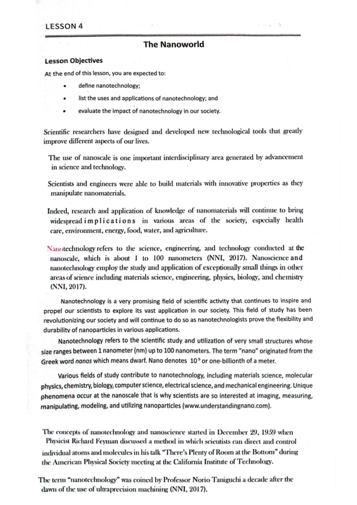 STS 10: Exploring the Nanoworld - Applications and Impacts of Nanotechnology - Studocu