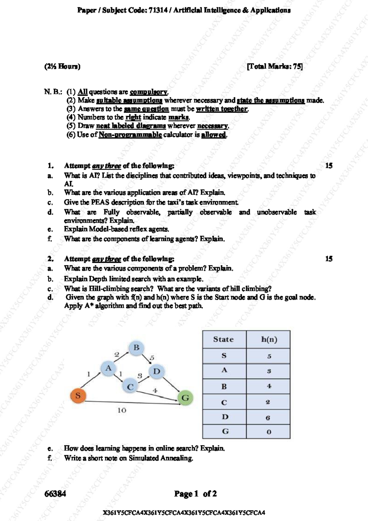 Artificial Intelligence Applications - Paper Code: 71314 (2½ Hours ...