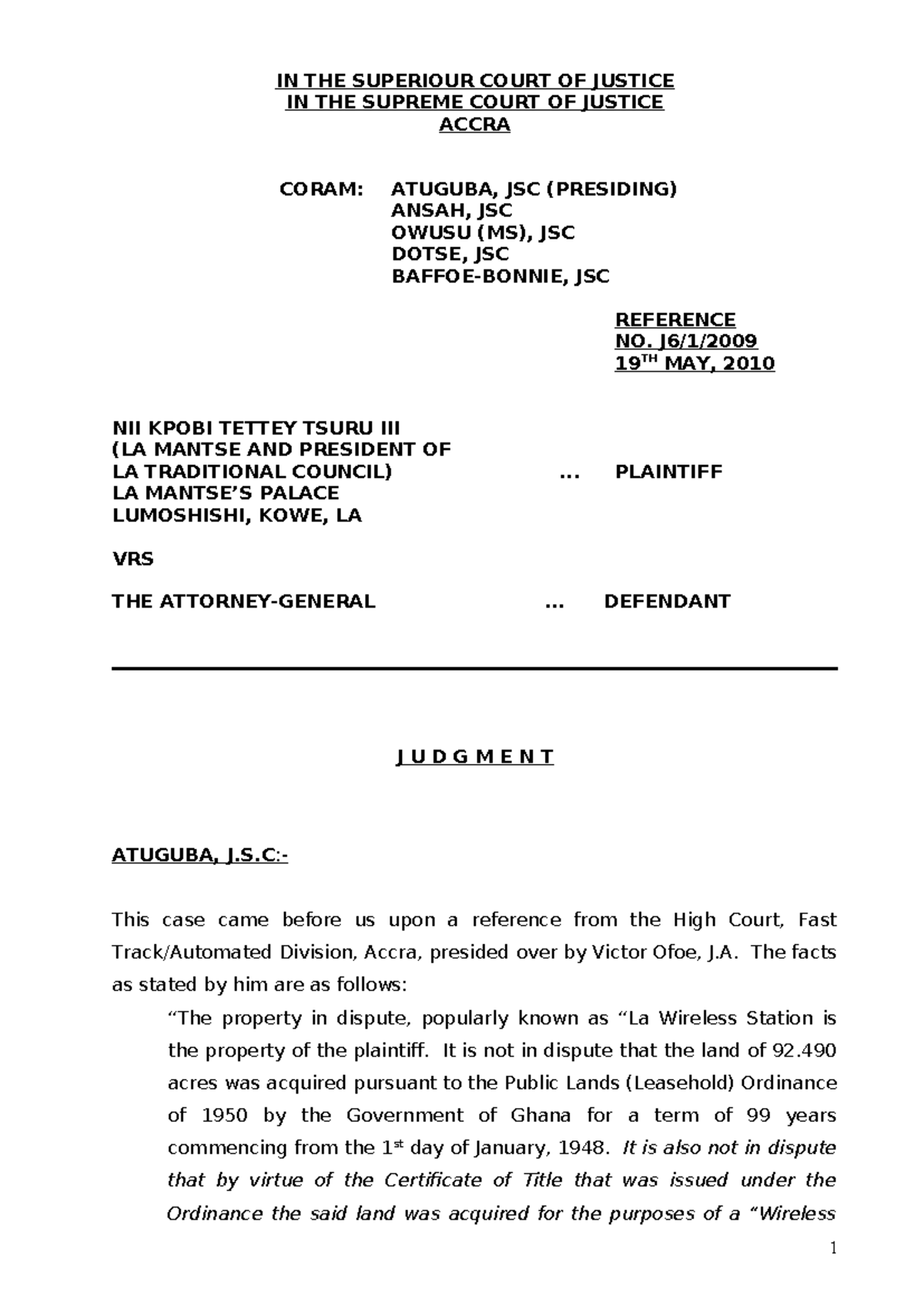 Nii Kpobi Tettey Tsuru III v. The Attorney General: Supreme Court ...