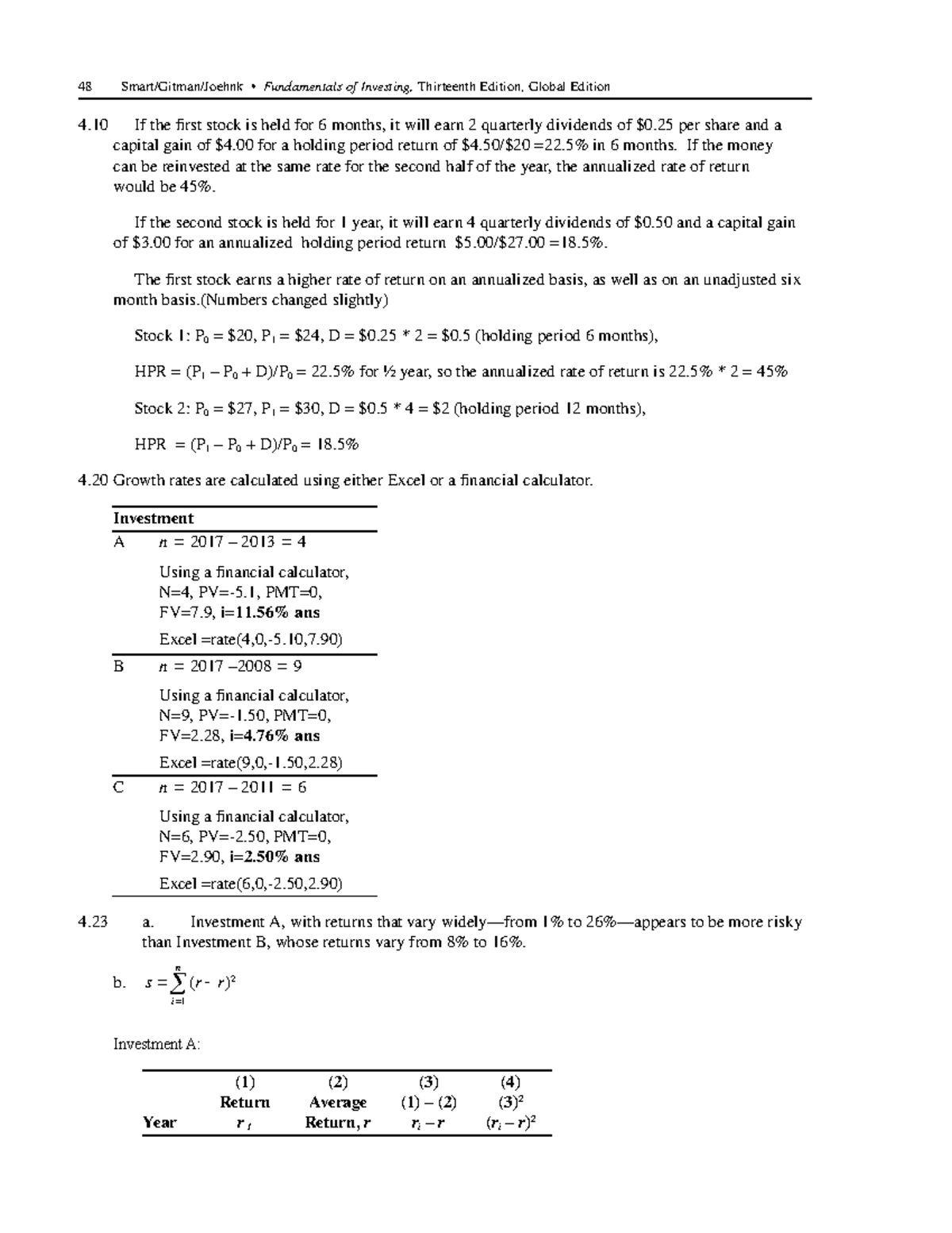 Chapter 4 Tutorial Solutions for Investments Analysis (FIN 301) - Studocu